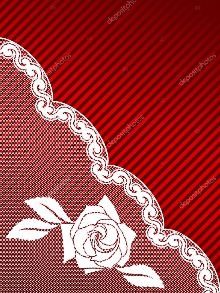Fondo rojo con elegante encaje blanco Vector de stock #95855588 de ...