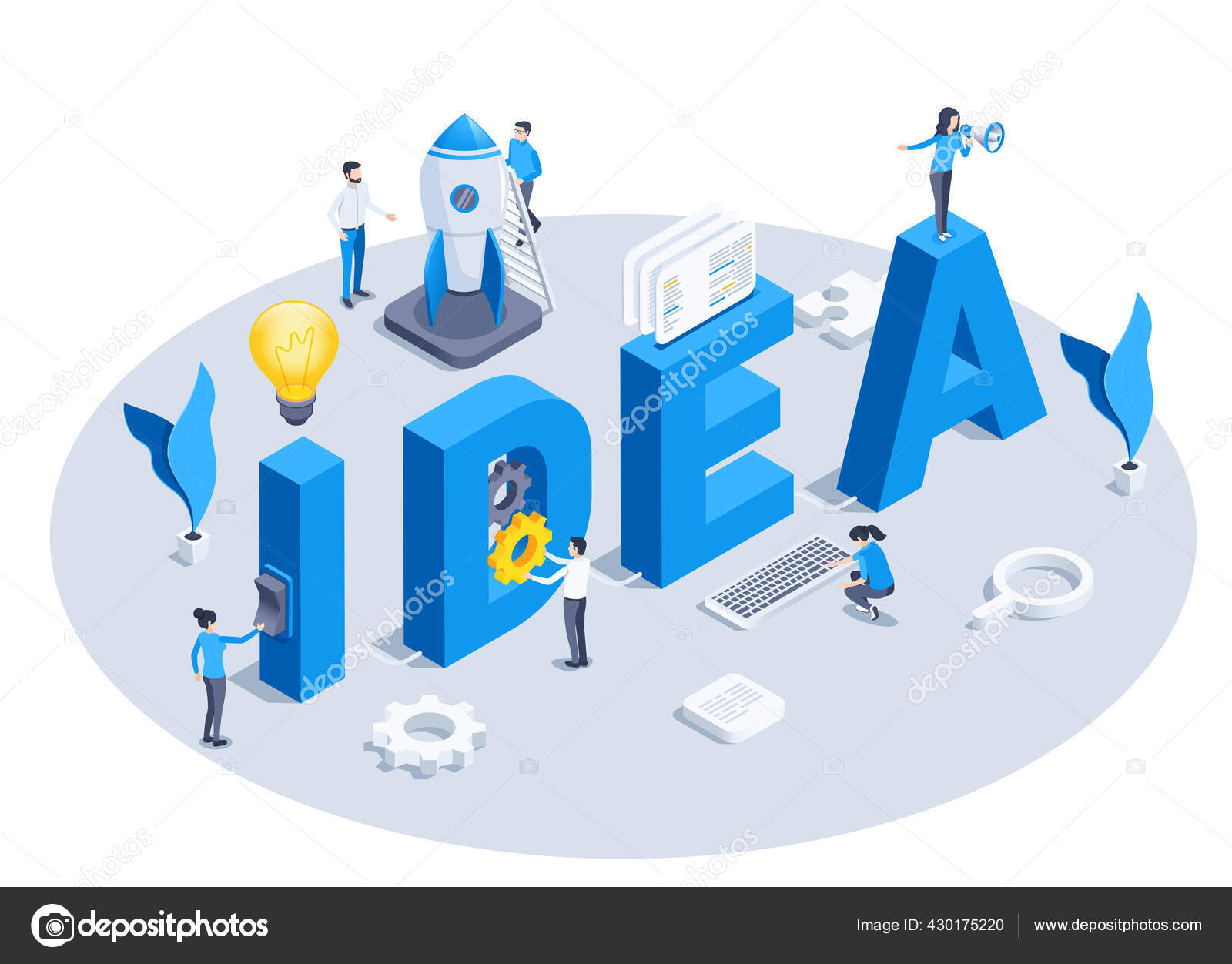Isometric Vector Illustration Isolated White Background Word Idea ...