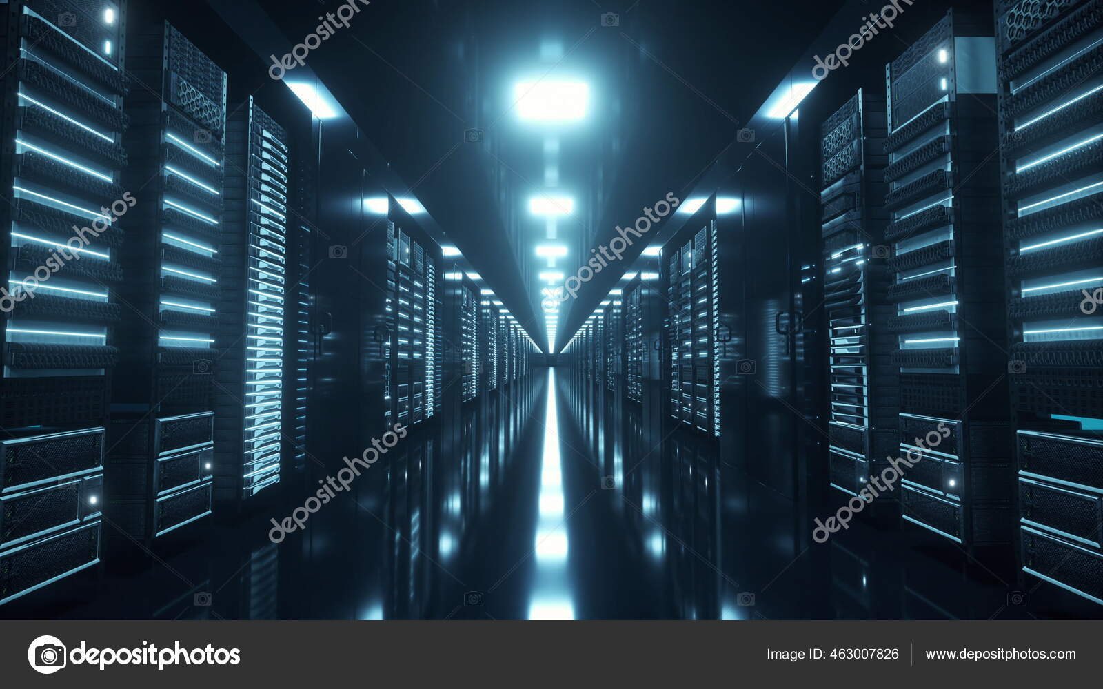 Network Data Servers Glass Panels Server Room Illustration — Stock ...