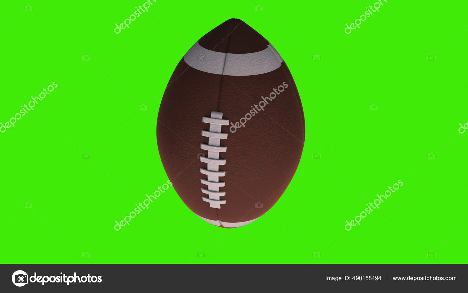 Rugby ball spinning on a green screen. 3d rendering Stock Illustration ...