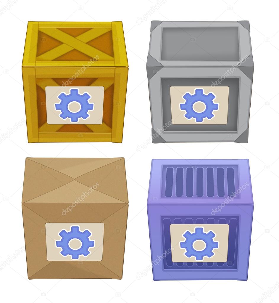 Cartoon set of boxes - isolated Stock Illustration by ©illustrator_hft ...