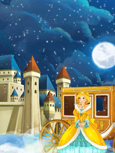 princesa o reina - castillo y carruaje en el fondo 2024