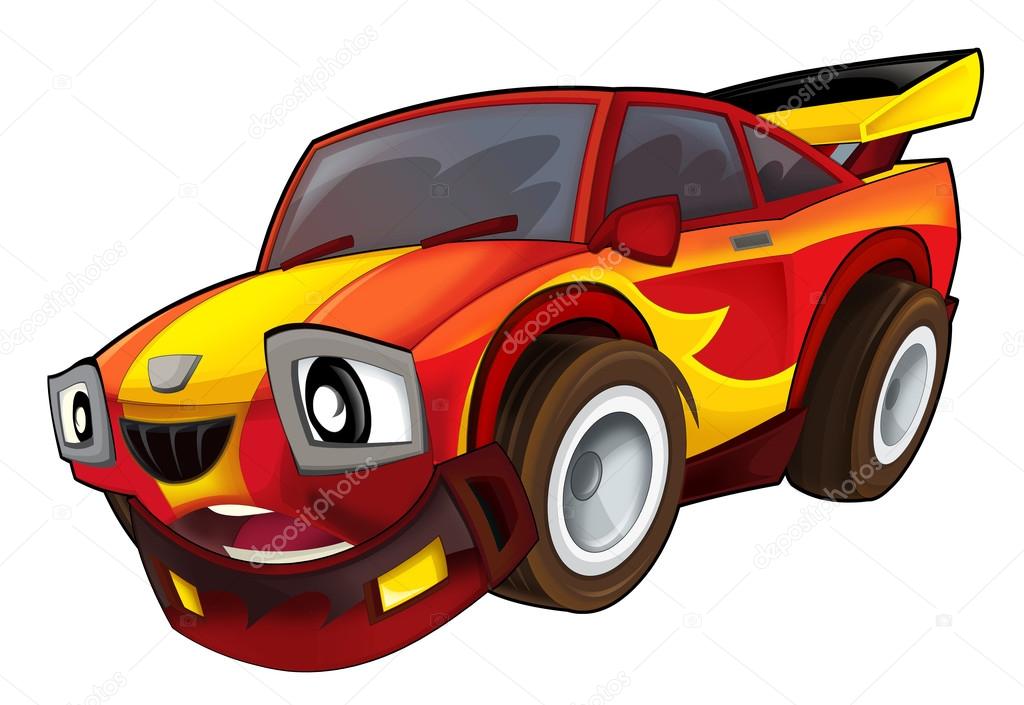 Cartoon fast car - isolated - illustration for children Stock Photo by ...