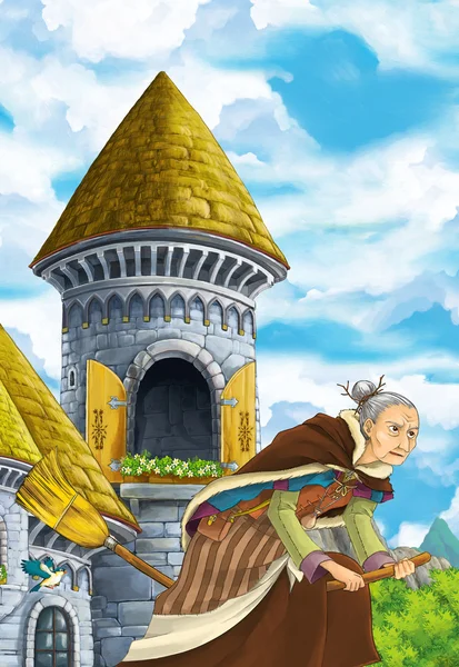 Witch flying on the broomstick — Stock Photo © illustrator_hft #117377144