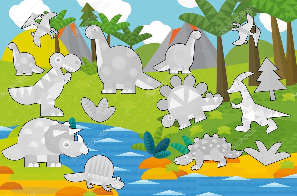 Cartoon scene - dinosaur land — Stock Photo © illustrator_hft #120635302