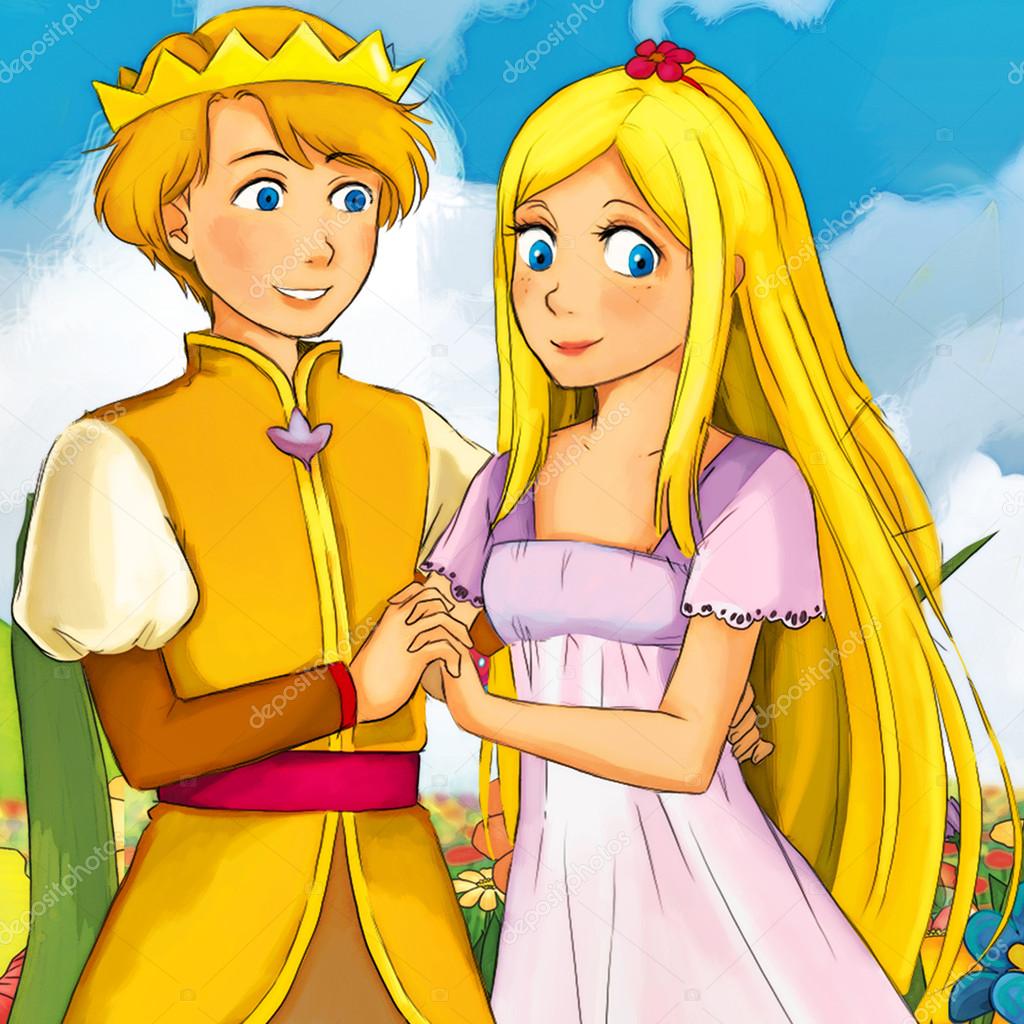 Prince And Princess Cartoon Holding Hands