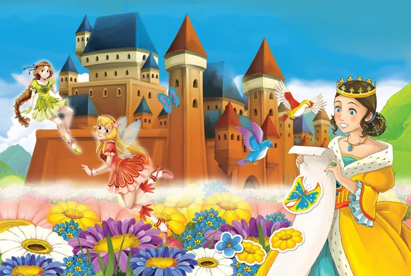 Cartoon scene with princess and fairies — Stock Photo © illustrator_hft ...