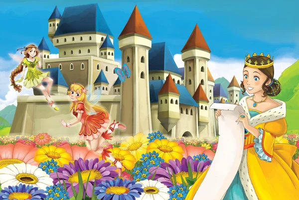 Cartoon scene with princess and fairies — Stock Photo © illustrator_hft ...