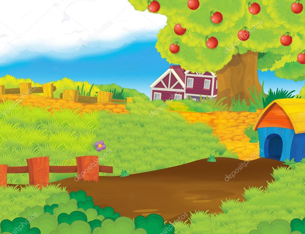 Cartoon Farm Scene Farm Animals Country Scene Cartoon Hi Res Stock