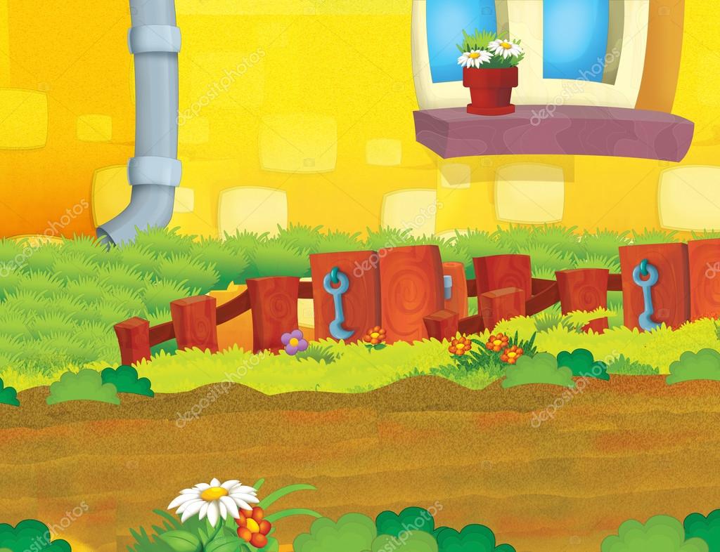 Cartoon yard scene — Stock Photo © illustrator_hft #89373124