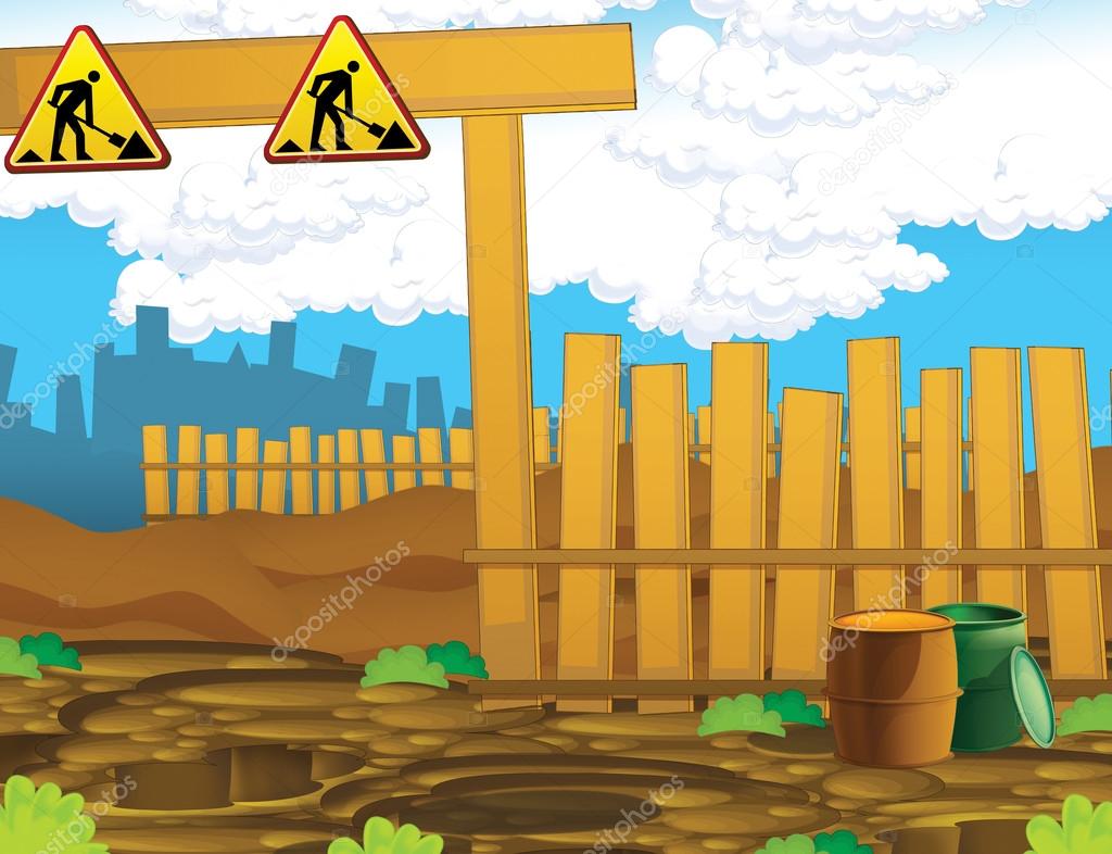 Cartoon Construction Site Background