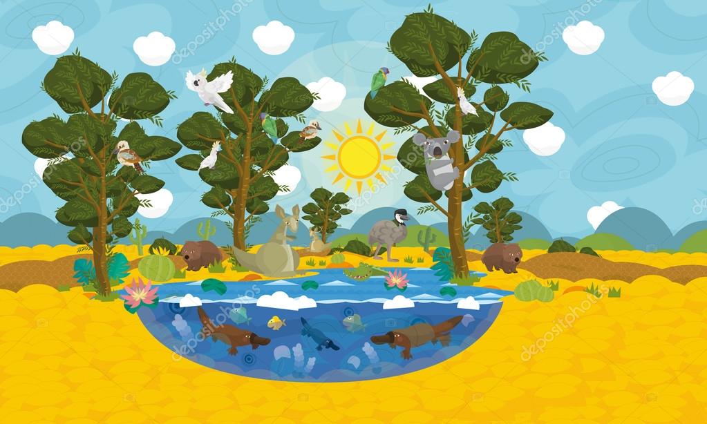 Australian nature with animals scene Stock Photo by ©illustrator_hft ...