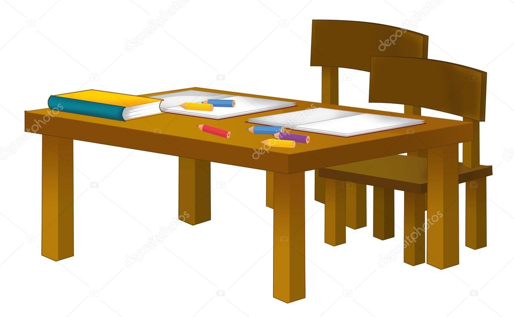 Cartoon school desk - isolated Stock Illustration by ©illustrator_hft ...