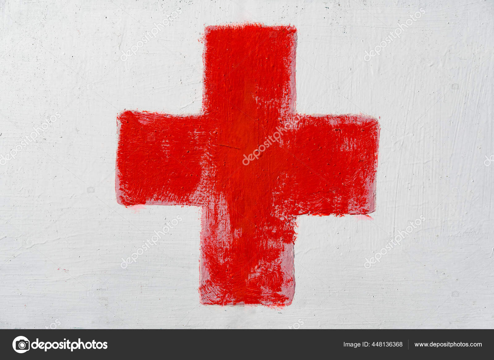 Red Cross Painted Hand White Wall First Aid Kit Medical Stock ...