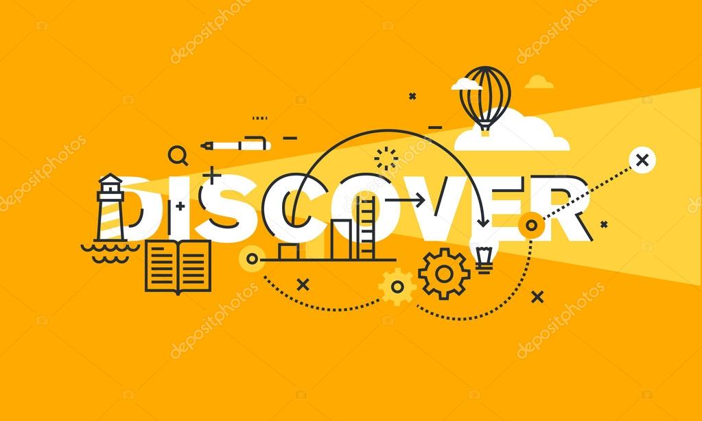 Thin line flat design banner for DISCOVER web page Stock Vector Image ...