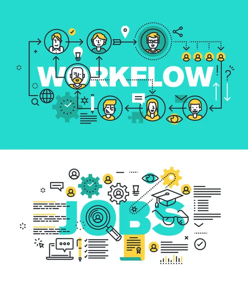 Conjunto de conceptos modernos de ilustraci n vectorial de palabras flujo de trabajo y puestos ...