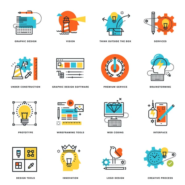 Set of flat line design icons of internet marketing and online business ...