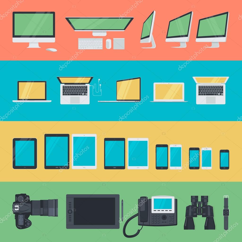 Set of flat design icons of electronic devices Stock Vector by ©Variant ...