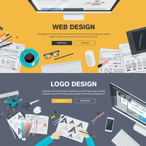 Flat design illustration concepts for web design development, logo ...