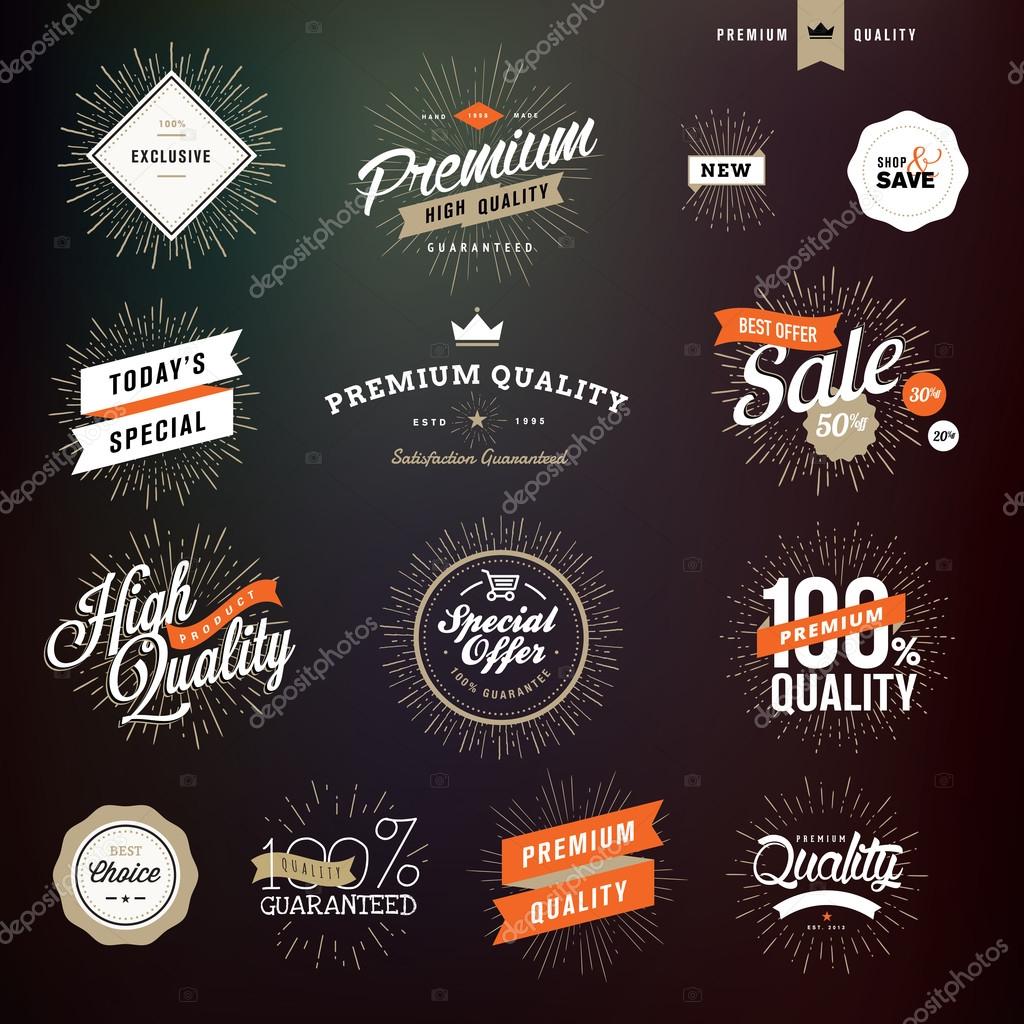 Collection of vintage style premium quality badges and stickers for ...