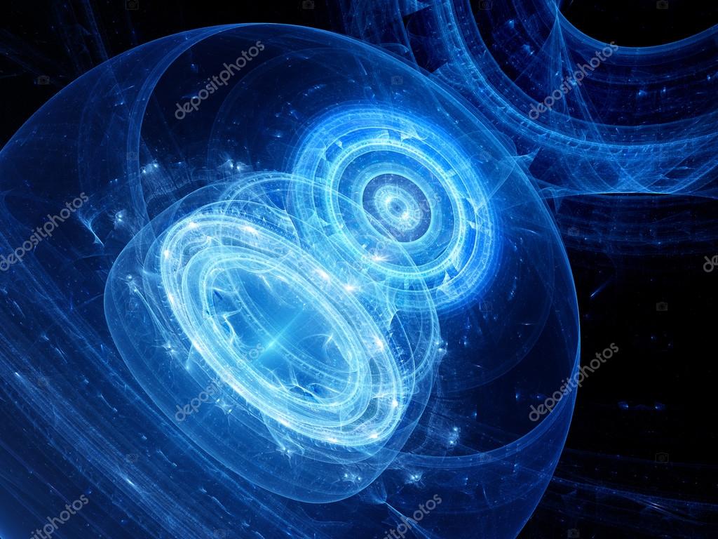 Puerta dimensional brillante azul en el espacio 2023