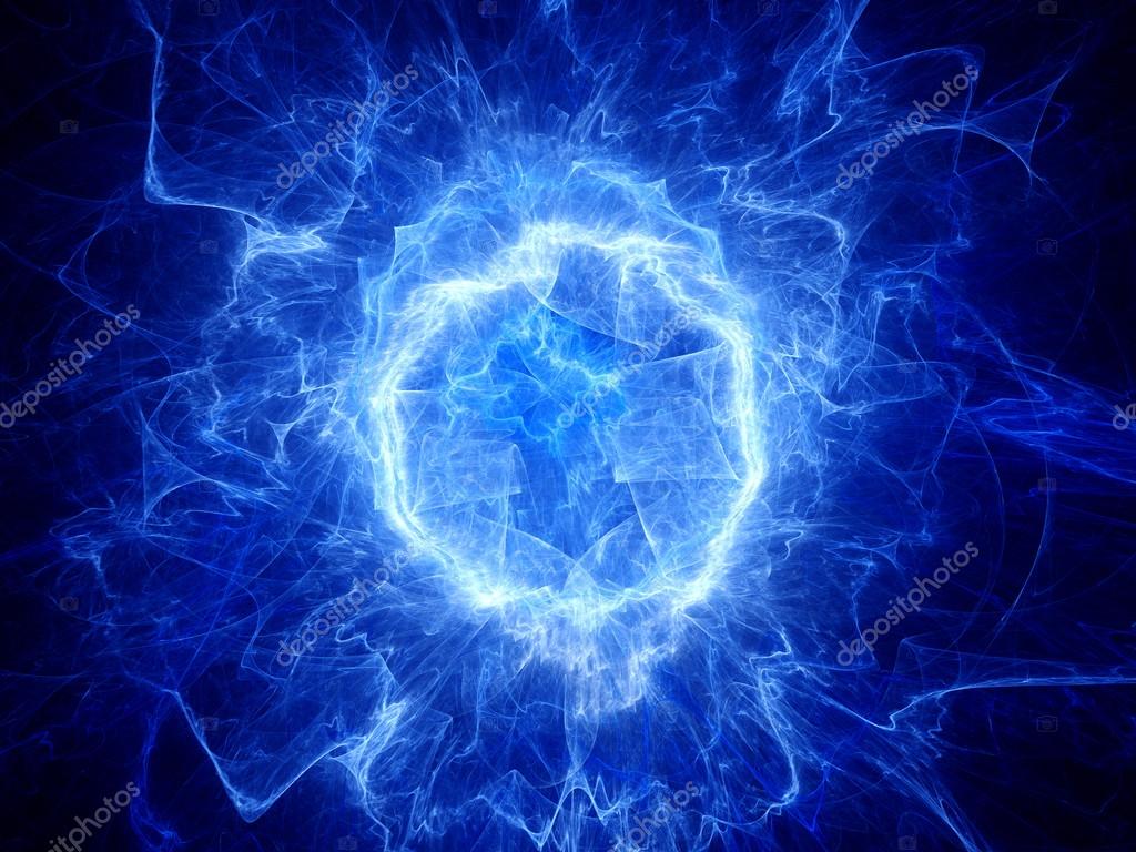 Blue glowing round shape energy field — Stock Photo © sakkmesterke ...
