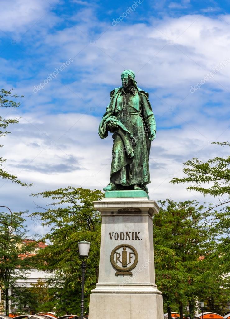 Monument to Valentin Vodnik in Ljubljana - Slovenia — Stock Photo ...