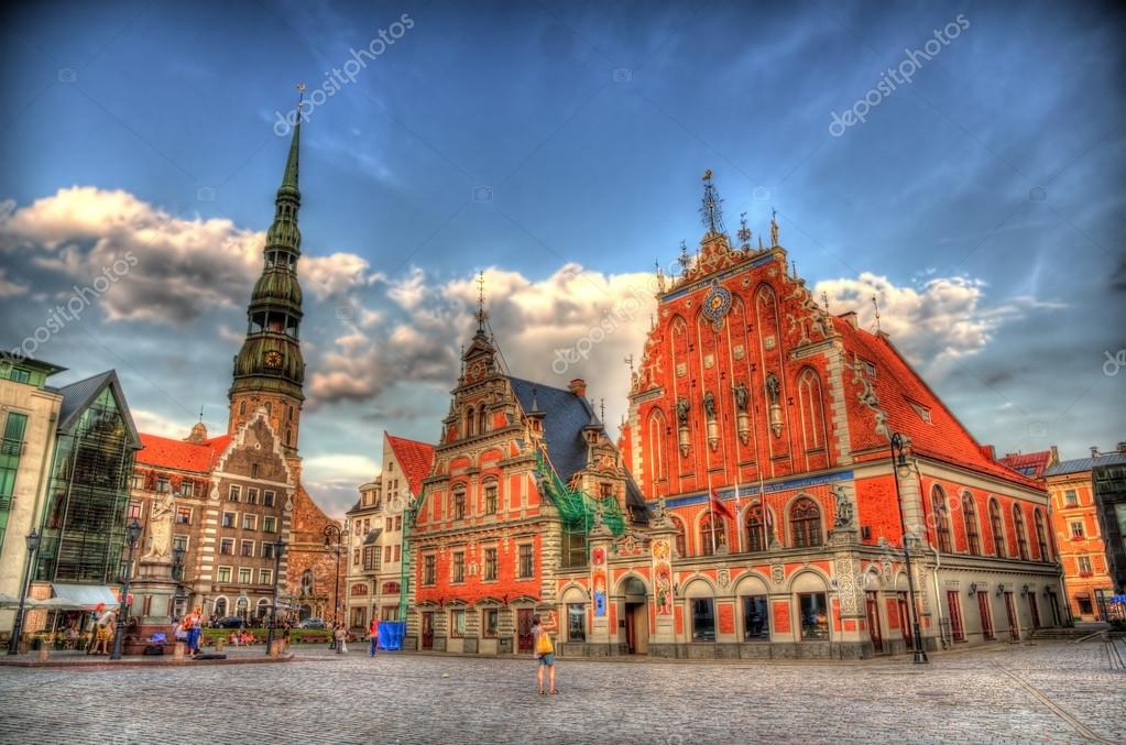 Riga Town Hall (Albert) Square - Latvia — Stock Photo © Leonid_Andronov ...
