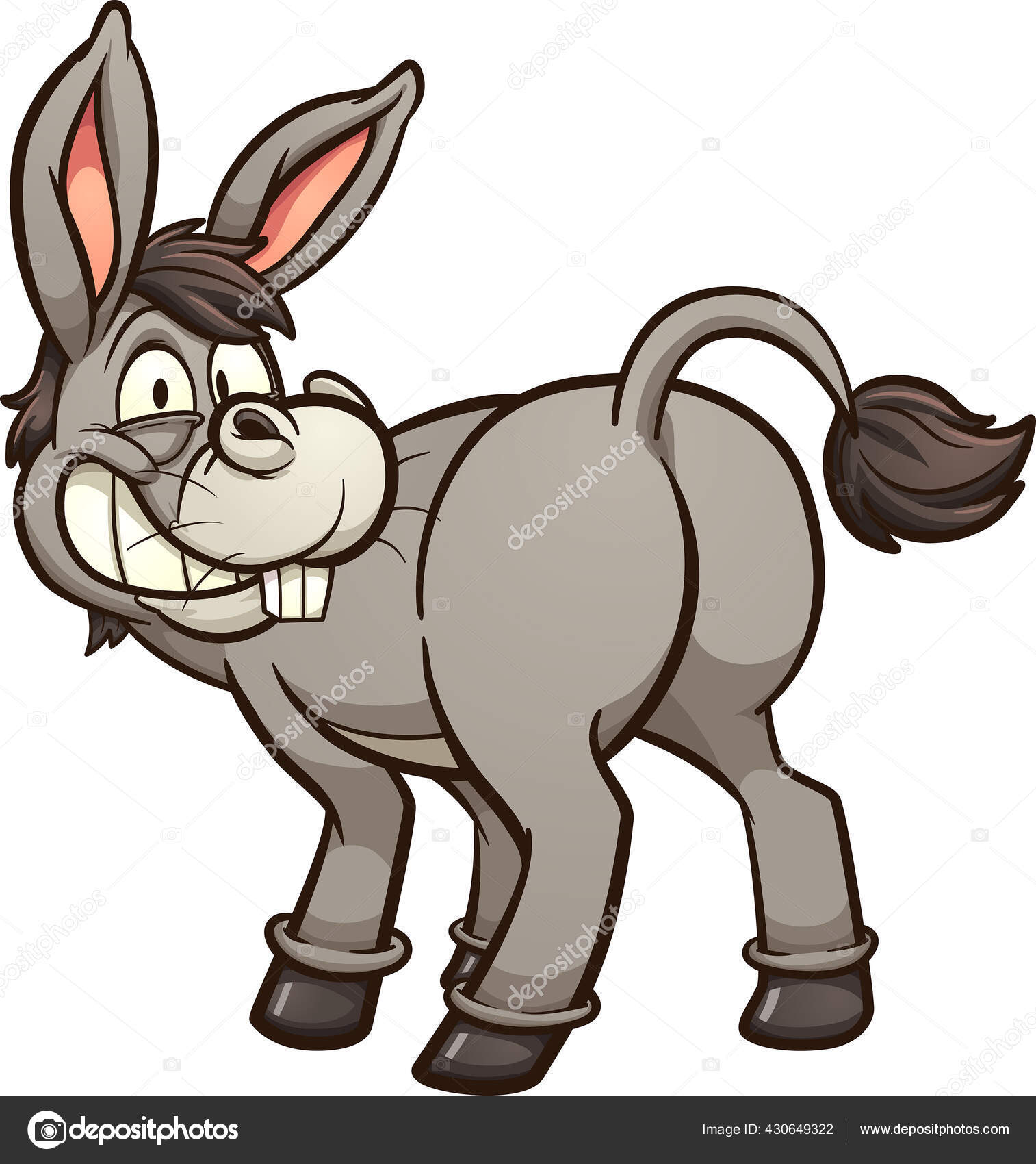 Cartoon Ezel Die Achterom Kijkt Glimlacht Vector Clip Art Illustratie ...