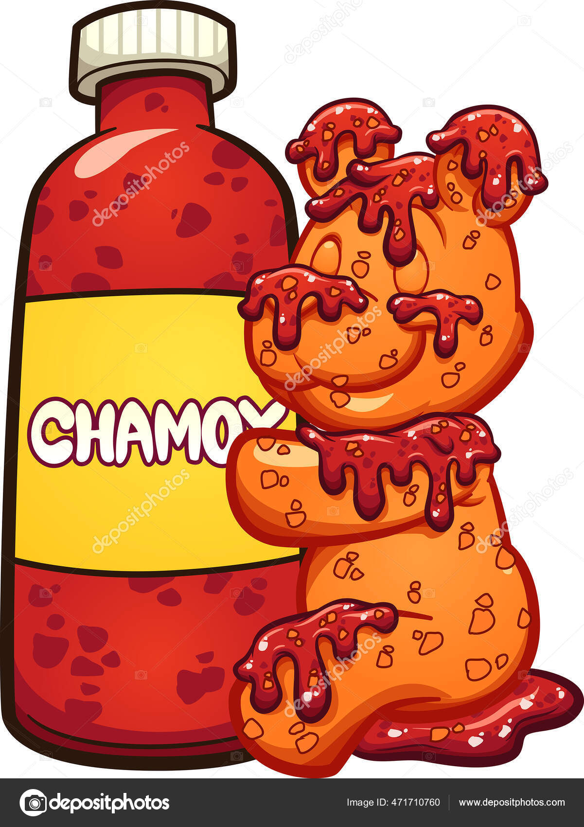 Gummy Bear Hugging Bottle Chamoy Sauce Vector Clip Art Illustration ...
