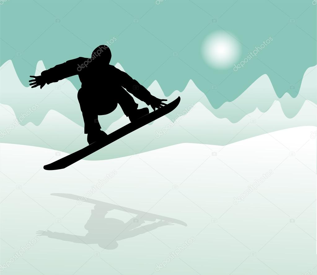 Silueta De Niña Snowboarder