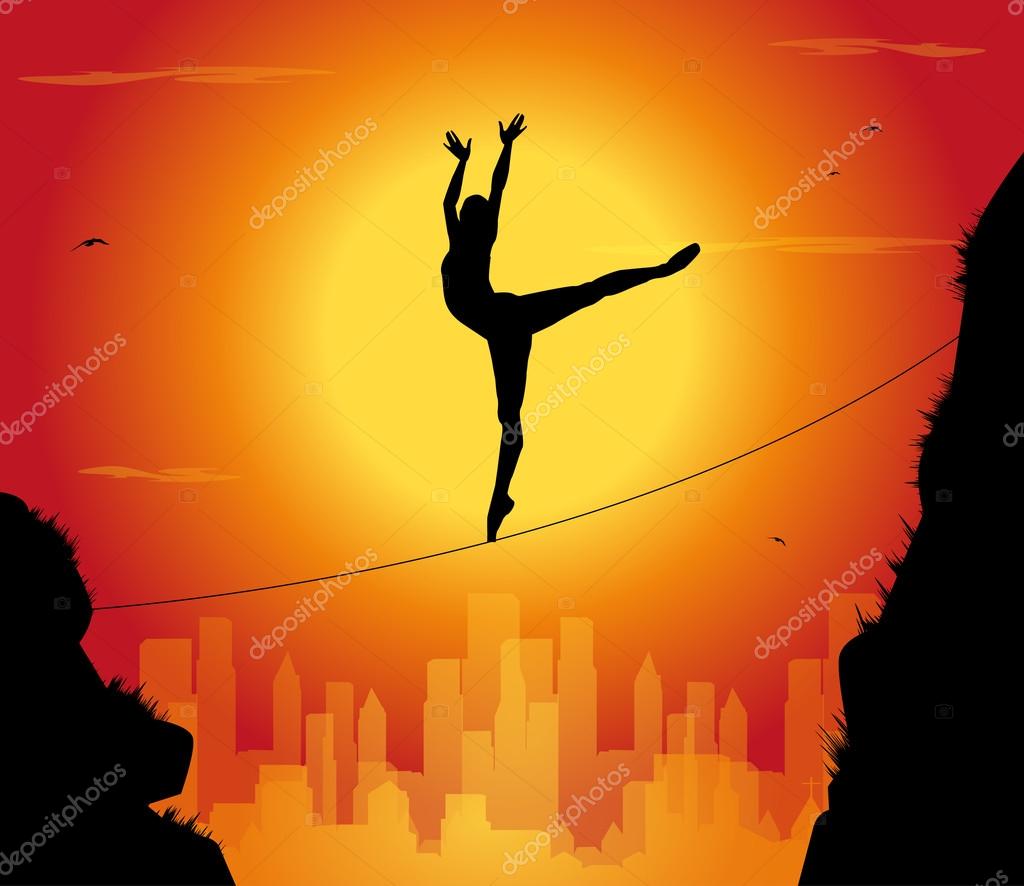 Tightrope Walker Silhouette