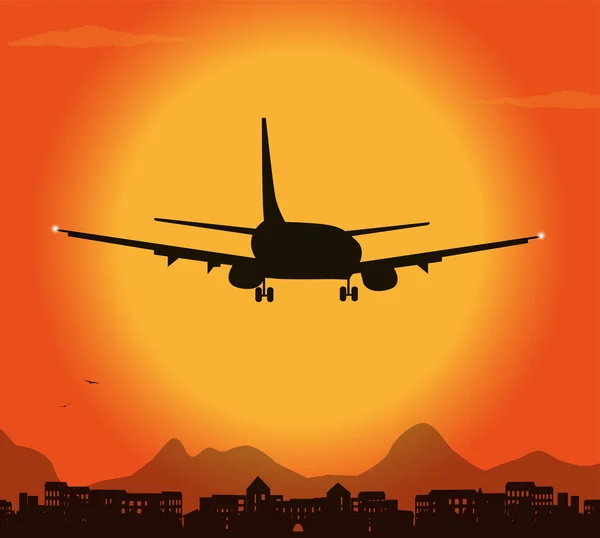 Plane in sunset Vector Art Stock Images | Depositphotos