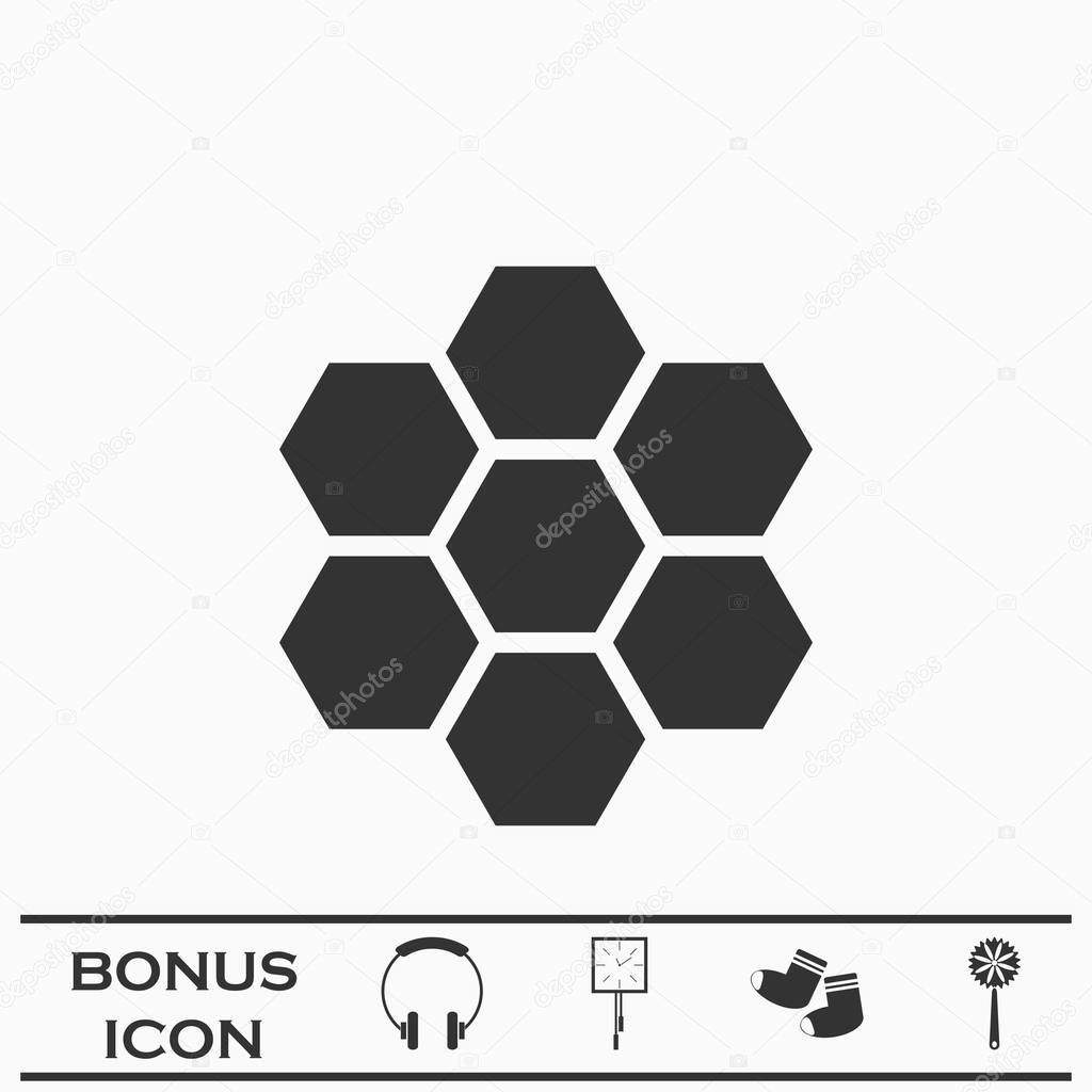 Icono De Panal Plano Pictograma Negro Sobre Fondo Blanco Símbolo De Ilustración Vectorial Y