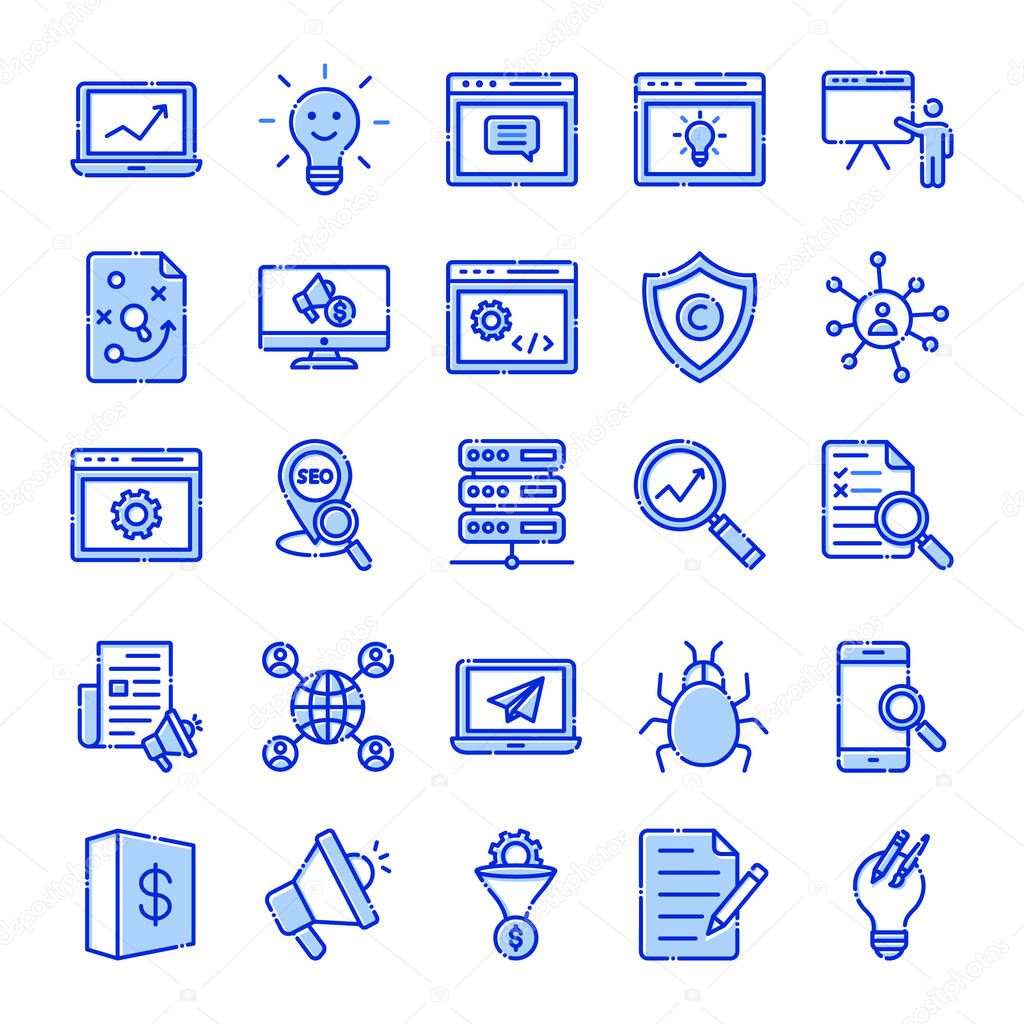 Web y SEO Los iconos de vectores establecen que cada icono puede ...