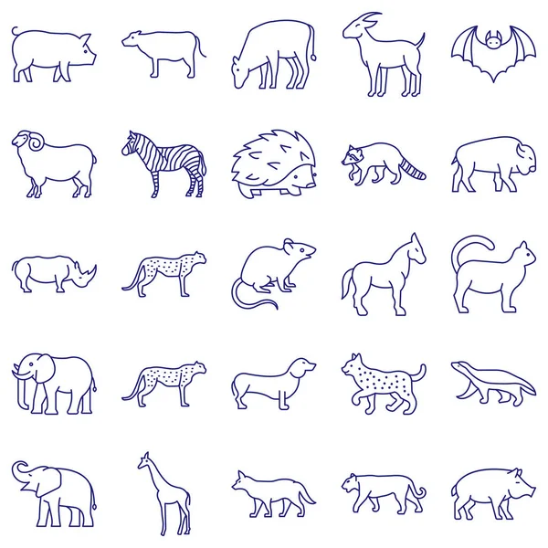 Los iconos de vectores aislados de mamíferos empaquetan cada icono se ...
