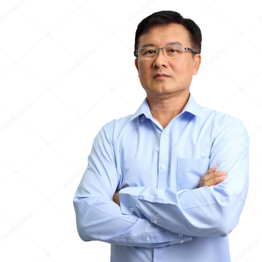 Portrait of businessman wearing glasses on white background — Stock ... Portrait of businessman wearing glasses on white background — Stock ...
