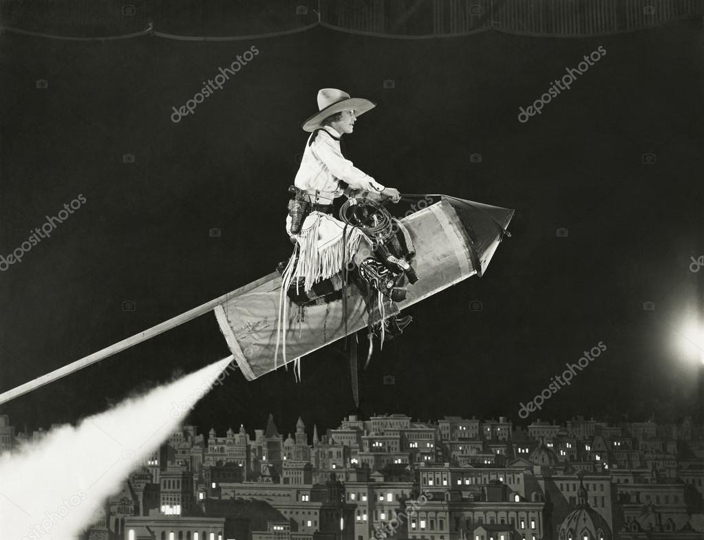 Cowgirl takes off on a rocket Stock Photo by ©everett225 57715493