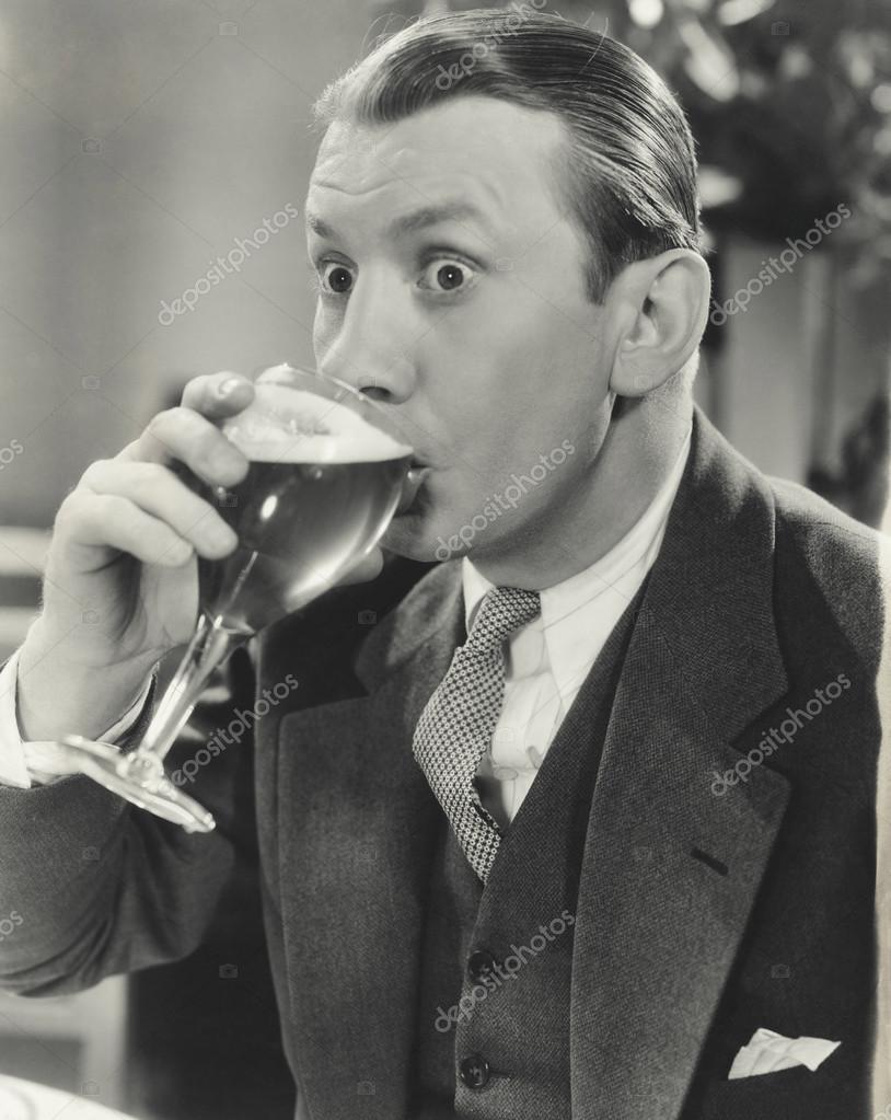 Vintage Man Drinking Beer