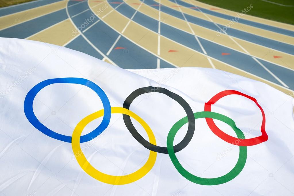 Olympic Flag Waving at Running Track – Stock Editorial Photo ...