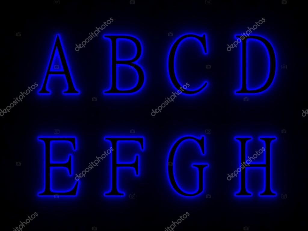 Blue neon signs with letters of the alphabet. — Stock Photo © vitma1978 ...