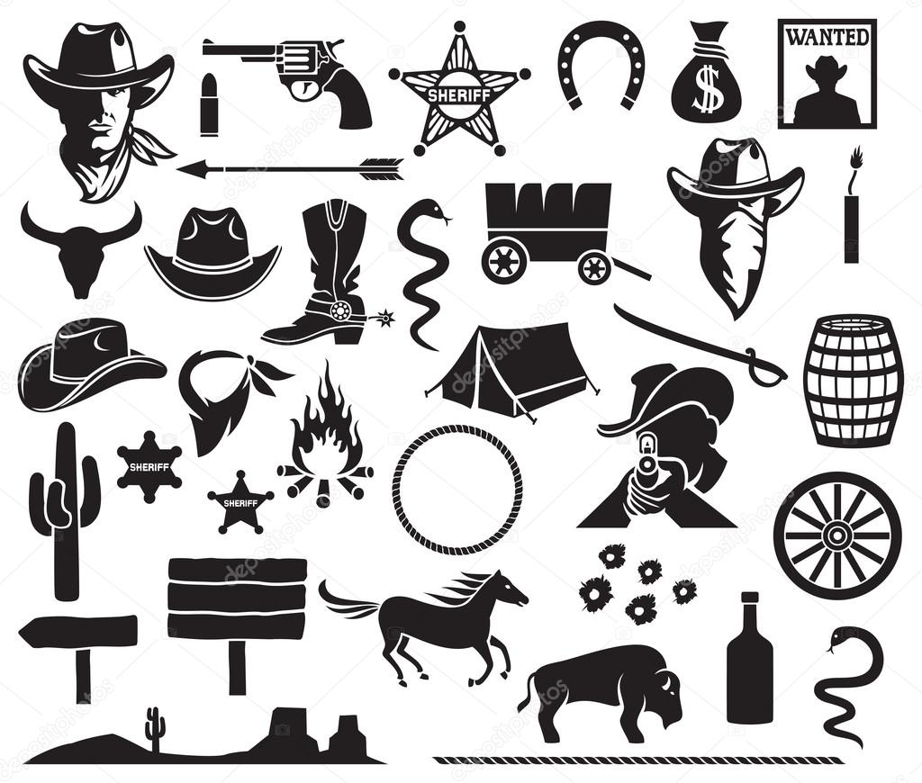 Iconos de Wild West y Cowboys Vector de stock #85191342 de ©Tribaliumivanka