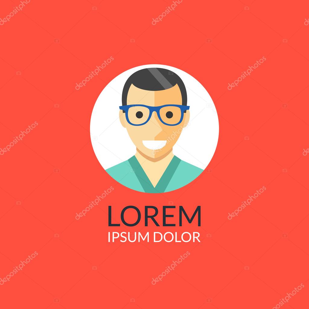 Doctor avatar, doctor profile logo. Round flat icon with happy smiling ...