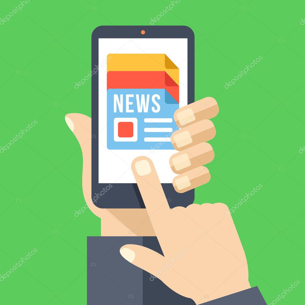 Aplicaci n de noticias en la pantalla del tel fono inteligente. Medios de comunicaci n electr ...