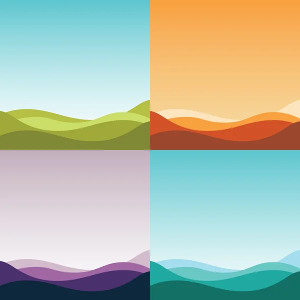 Four gradient abstract backgrounds set. Simple nature landscapes ...