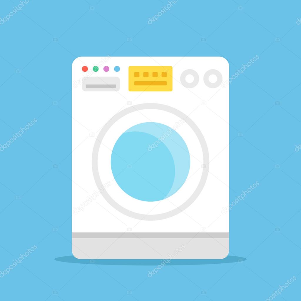 Vector washing machine. White washer. Modern flat design vector ...
