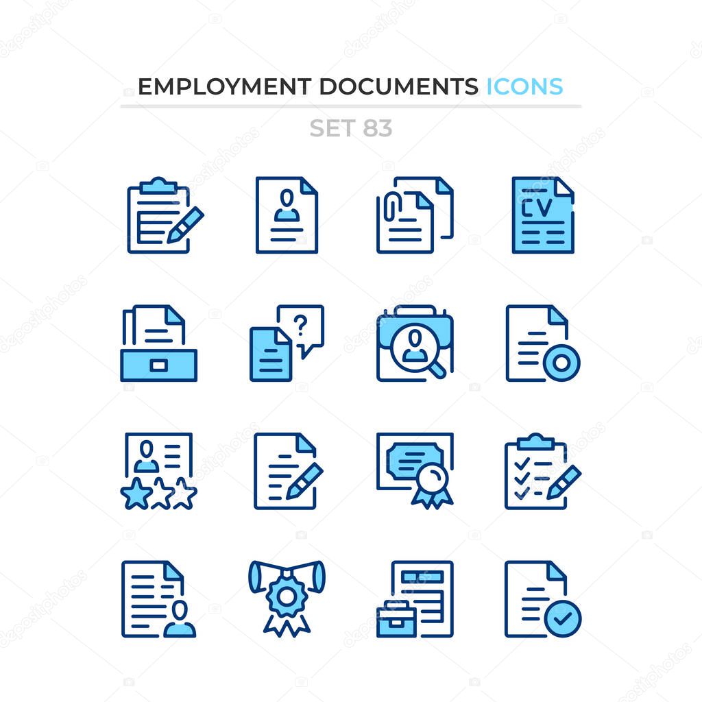 Employment documents icons. Vector line icons set. Premium quality ...
