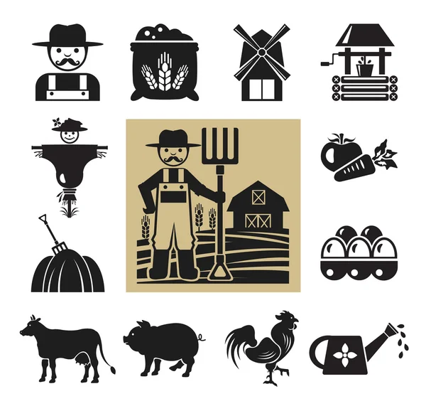 Stock vector color pictogram farm icon set Stock Vector Image by ...