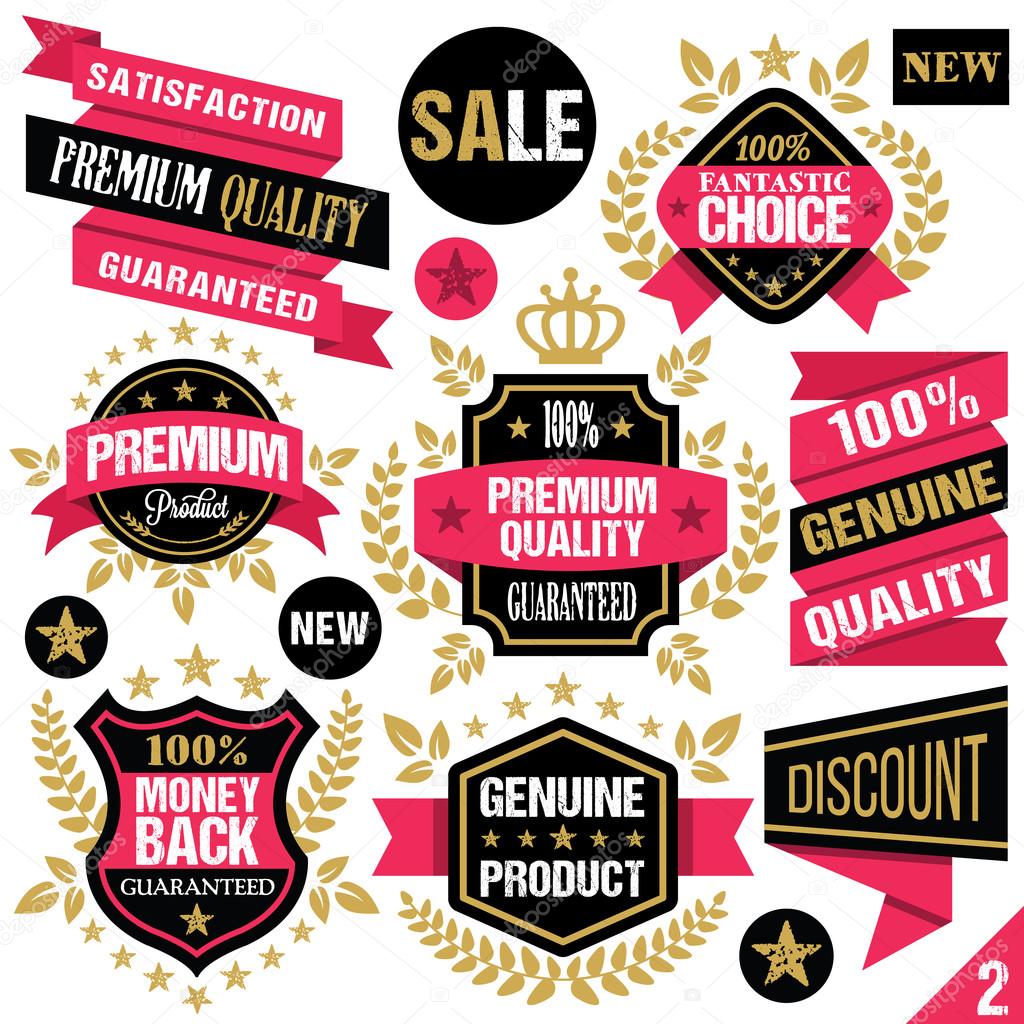 Premium quality stickers, badges, labels and ribbons. Set 2 Stock ...