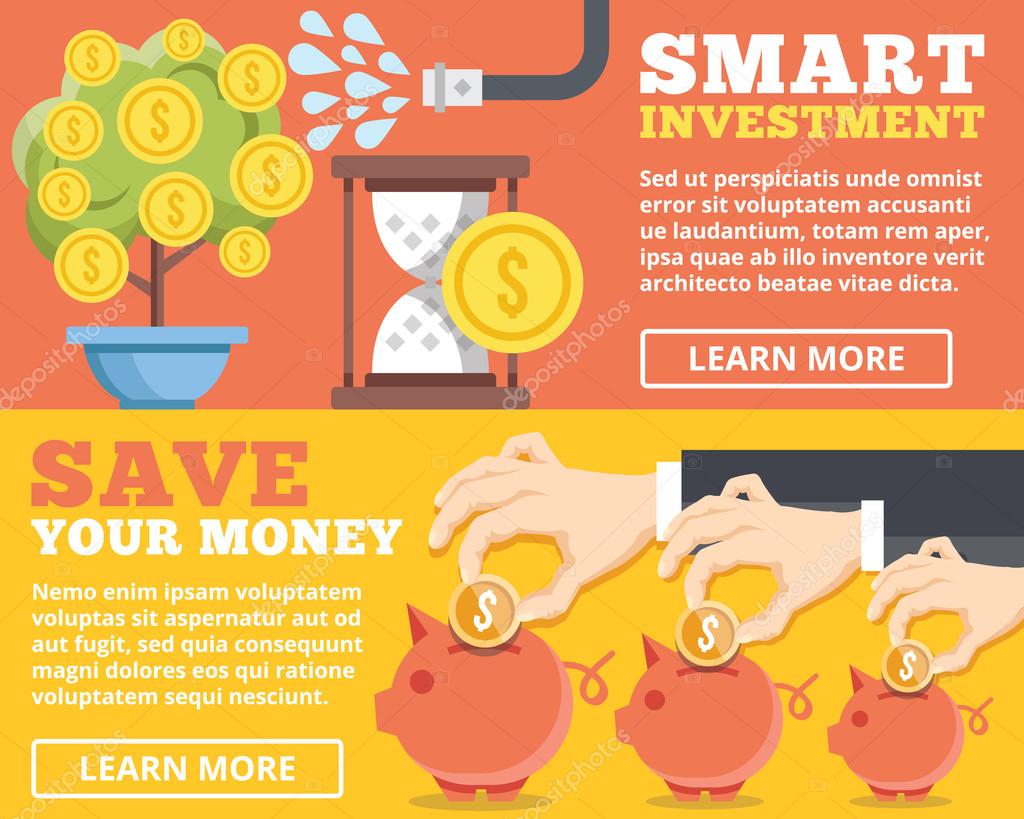 Smart investment, save your money flat illustration concepts set ...